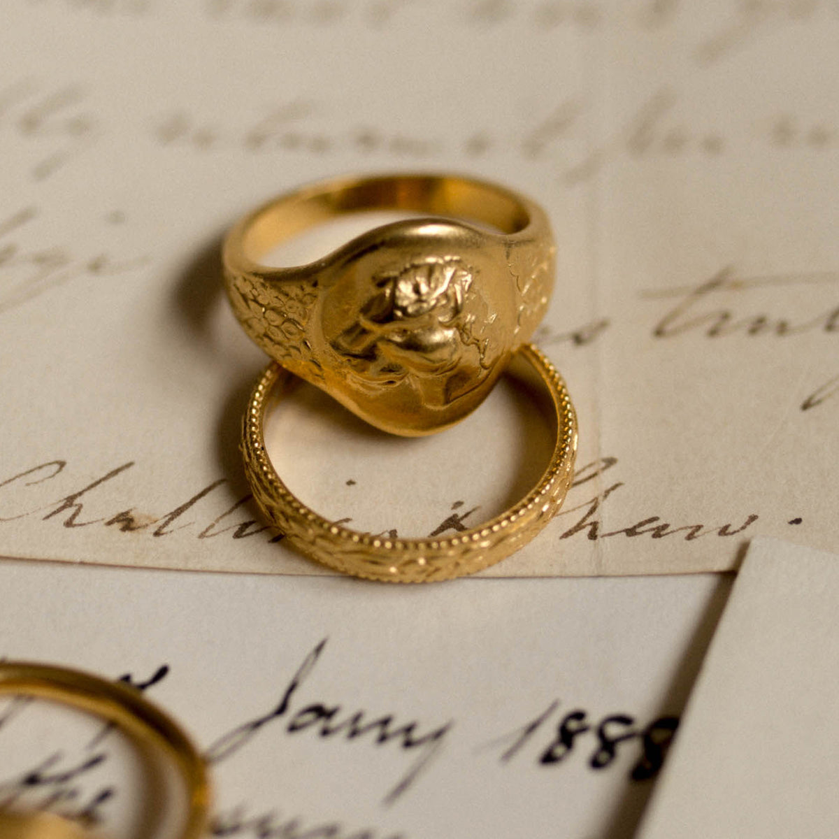 LIONESS SIGNET RING & FLOWER BAND RING – MIKAELA LYONS JEWELLERY